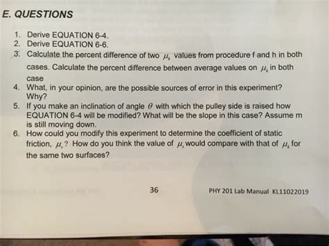 Solved E Questions 1 Derive Equation 6 4 2 Derive
