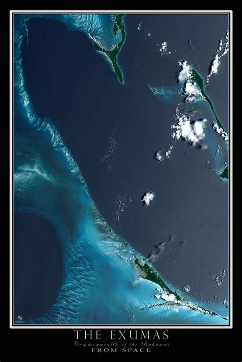 The Exumas Bahamas Satellite Poster Map Exuma Bahamas Bahamas