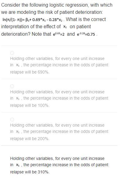 Solved Consider The Following Logistic Regression With Chegg