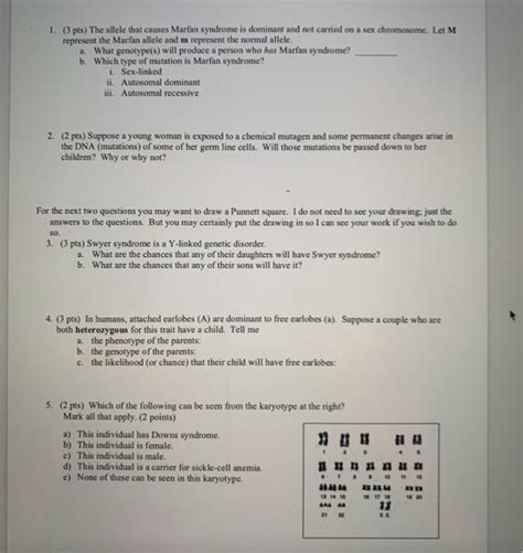 Solved 1 3 Pts The Allele That Causes Marfan Syndrome Is
