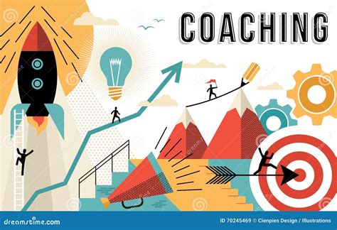 Coaching Concept Line Art Colorful Modern Design Cartoon Vector