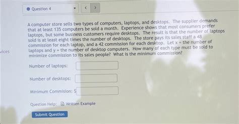 solved vices question 4 a computer store sells two types of