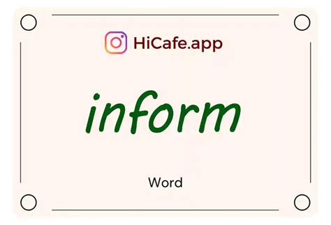 English Word Inform Meaning And Definition Hicafe