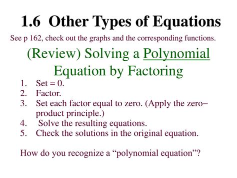 Ppt Review Solving A Polynomial Equation By Factoring Powerpoint Presentation Id 6769349