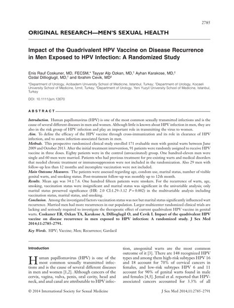 Pdf Impact Of The Quadrivalent Hpv Vaccine On Disease Recurrence In