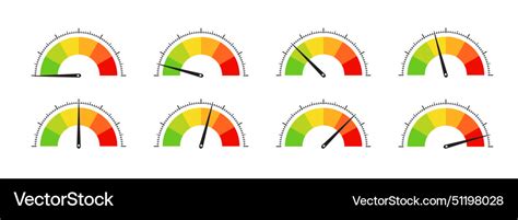 Colorful Speedometer Set Measurement Gauges Vector Image