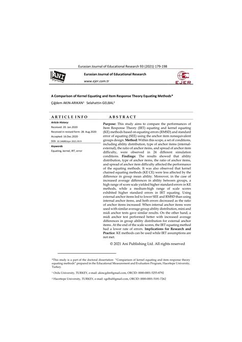 Pdf A Comparison Of Kernel Equating And Item Response Theory Equating