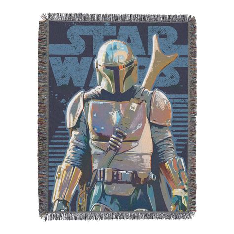 Star Wars The Mandalorian Alone Metallic Woven Tapestry Throw Blanket