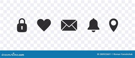 Notification And Geolocation Icons Functional Web Icons Stock Vector