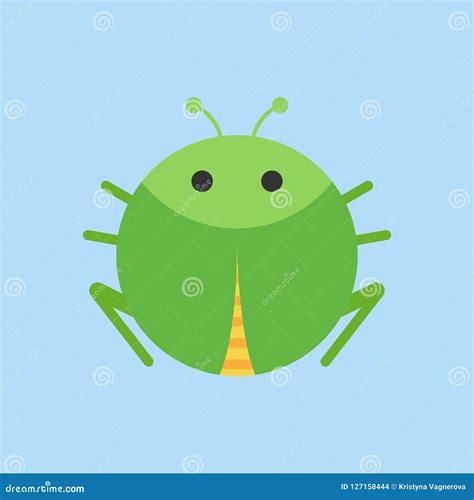 Cute Grasshopper Round Vector Icon Stock Vector Illustration Of Eyes