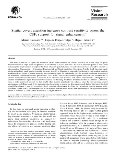 Pdf Spatial Covert Attention Increases Contrast Sensitivity Across