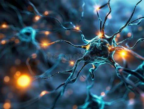 Neuron Cell 3d Illustration Neuron Cell With Neurons Activity Neuron Cell Close Up Neuron