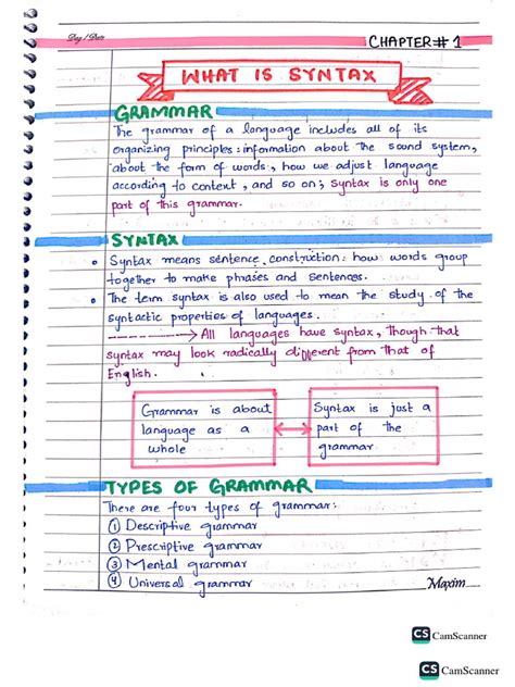 Grammar And Syntax 6th Semester Handwritten Notes Pdf
