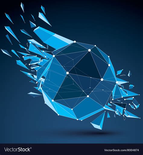 3d Digital Wireframe Spherical Object Broken Vector Image