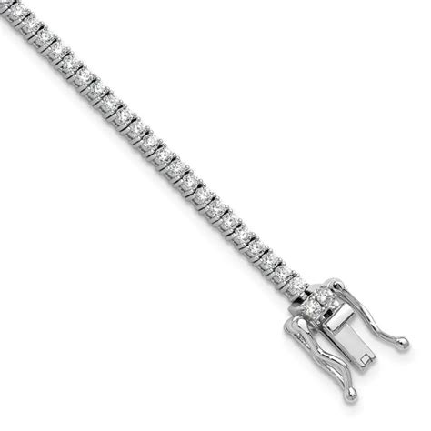 Cheryl M Sterling Silver Rhodium Finished Polished Cz With Safety Clasp