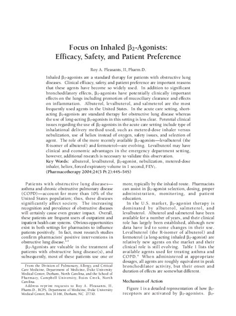 Pdf Inhaled β2 Agonists Efficacy And Safety