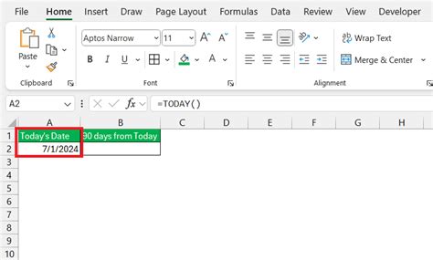 how to get 90 days from today in excel step by step guide myexcelonline