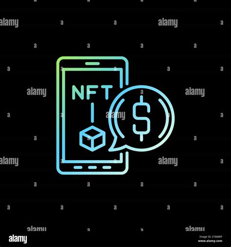 NFT And Smartphon Outline Colored Icon Non Fungible Token Online Purchase Vector Line Concept