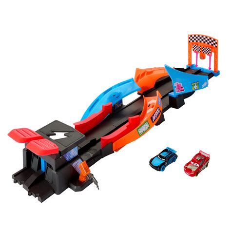 Disney And Pixar Cars Glow Racers Launch And Criss Cross Glow Race Playset Hpd80 Mattel