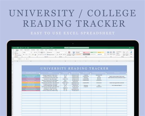 University College Reading Tracker Excel Spreadsheet Digital Download Etsy Australia