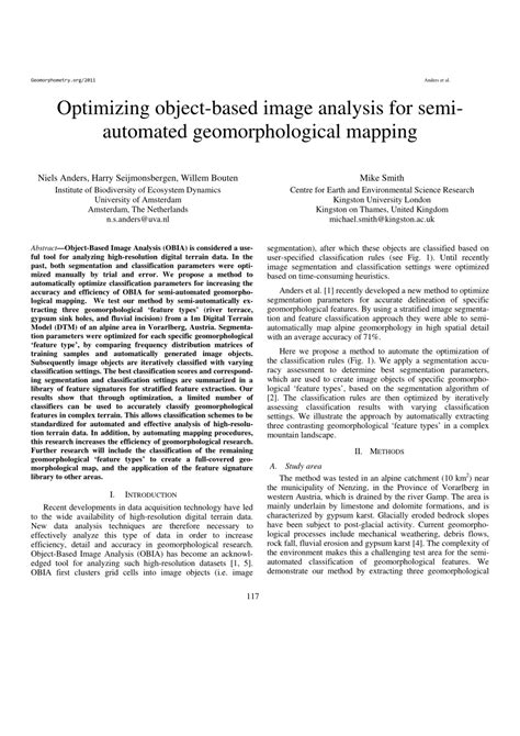 Pdf Optimizing Object Based Image Analysis For Semi Automated Geomorphological Mapping