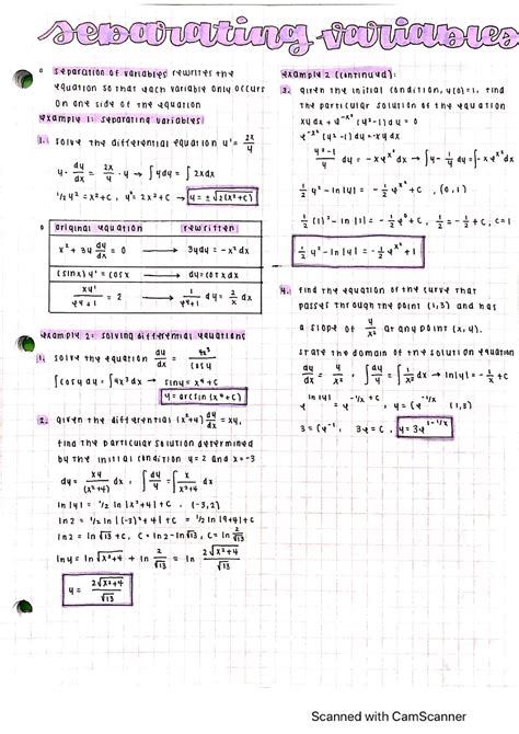 Separating Variables Calc12 Studocu