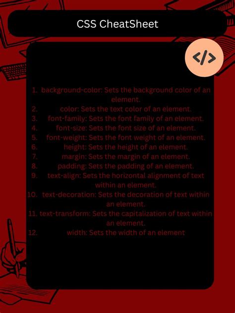 CSS Cheat Sheet For Quick Reference