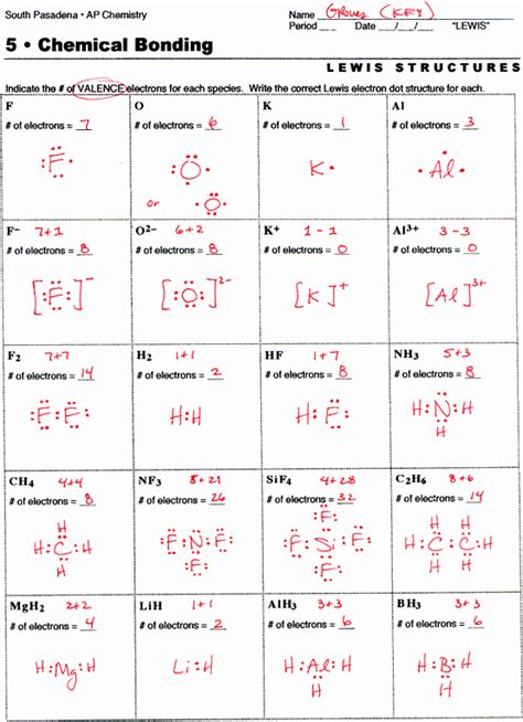 50 Lewis Structures Worksheet With Answers