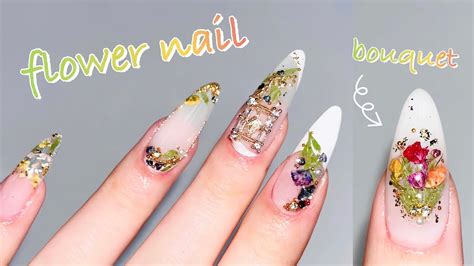 Sub💐꽃다발을 품은 우아한 생화네일🌷 카누콘팁으로 네일연장하기 프렌치네일 셀프네일💅🏻 연장네일 Selfnail