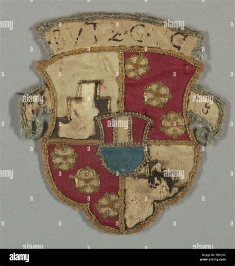 Badge Shield Divided Into Quarters Alternately White Satin With Black