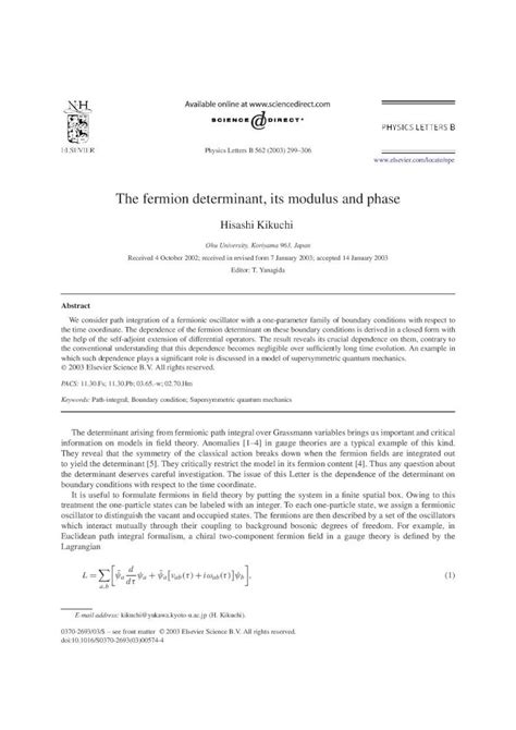 Pdf The Fermion Determinant Its Modulus And Phase Dokumen Tips