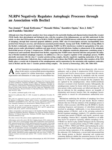 Pdf Nlrp4 Negatively Regulates Autophagic Processes Through An