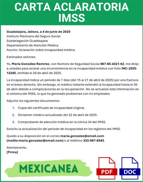 Cómo Hacer Una Carta Aclaratoria Imss Con Ejemplos Word Y Pdf