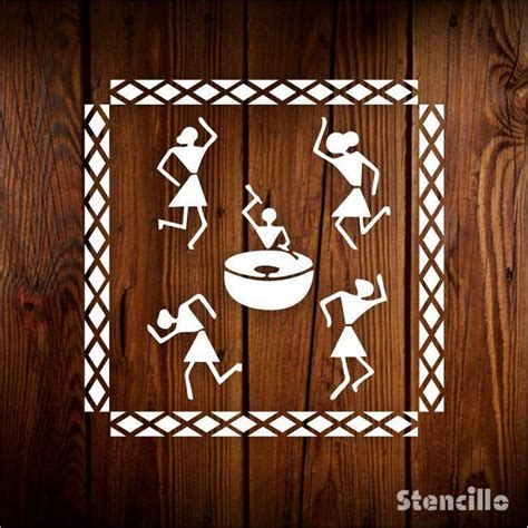 Dancing Warli Stencil Cultural Art For Walls Canvas Wood Etsy