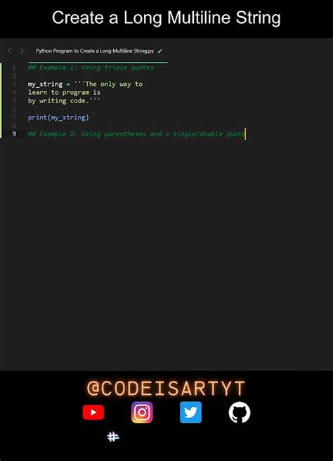 Create A Long Multiline String In Python Python Examples Python