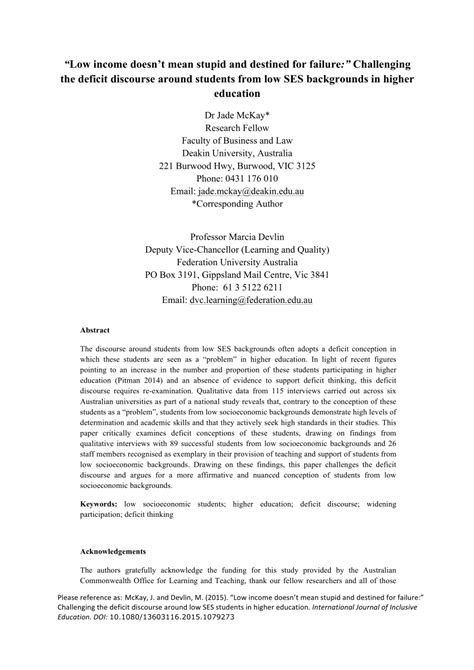 Pdf Low Income Doesnt Mean Stupid And Destined For Failure