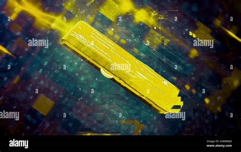 Abstract Animation Of Golden Usb Flash Drive With Virus Inserting In The Laptop And Hacking The