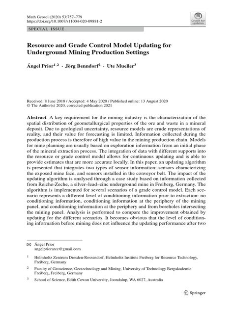 Resource And Grade Control Model Updating For Unde Pdf Covariance Kalman Filter