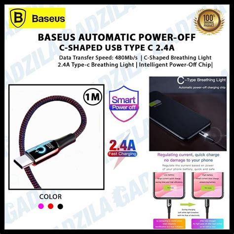Jual Kabel Data Usb Type C Baseus Automatic Power Off 1m 2 4a Type C Hitam Shopee Indonesia