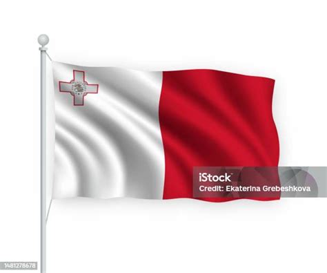 3d 흔들리는 깃발 몰타 흰색 배경에 격리 0명에 대한 스톡 벡터 아트 및 기타 이미지 0명 강철 공란 Istock