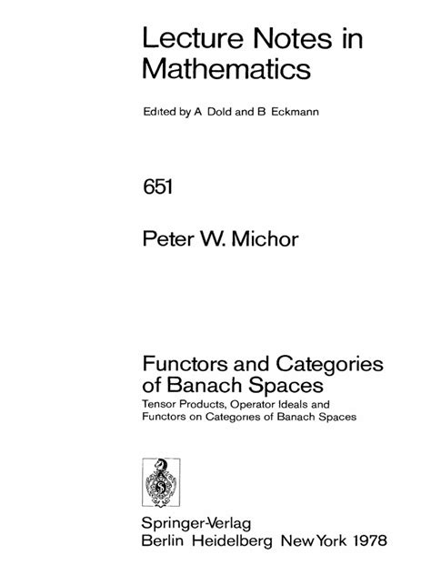 Functors And Categories Of Banach Spaces Pdf