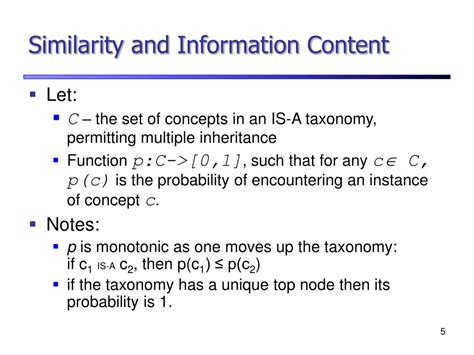 Ppt Using Information Content To Evaluate Semantic Similarity In A