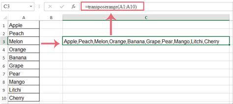 How To Transpose Data From Column Into One Single Cell In Excel