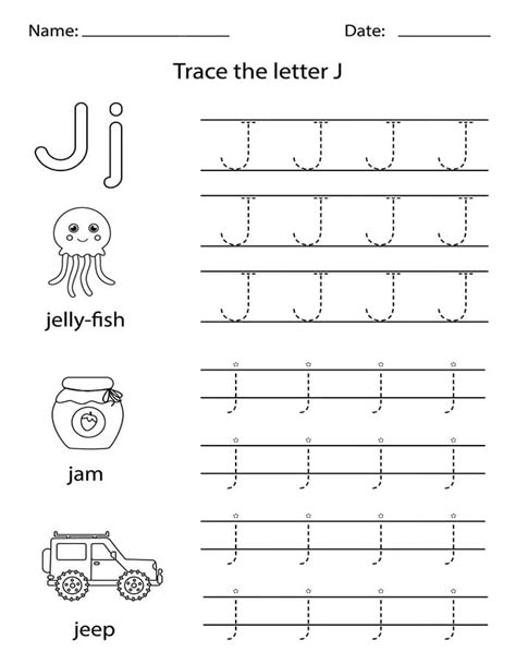 Printable Letter J Tracing Example Free Download And Print For You