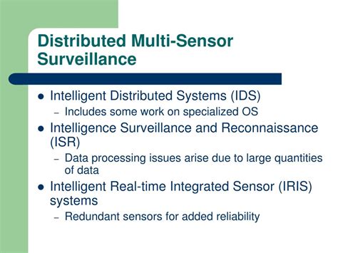 Ppt Some Applications Of Distributed Architectures In Image Based Surveillance Systems