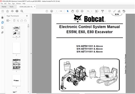 Bobcat E W E E Excavator Electronic Control System Manual PDF