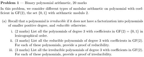 Problem 1 Binary Polynomial Arithmetic 20 Marks In