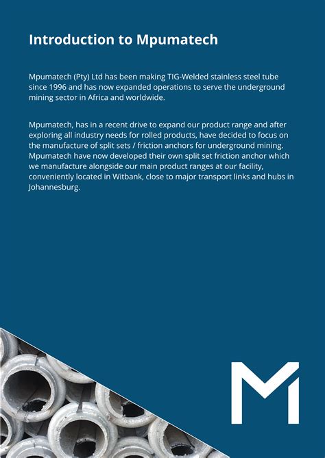 Mpumatech Mining Split Set Brochure Mpumatech Stainless Tube Pty Ltd