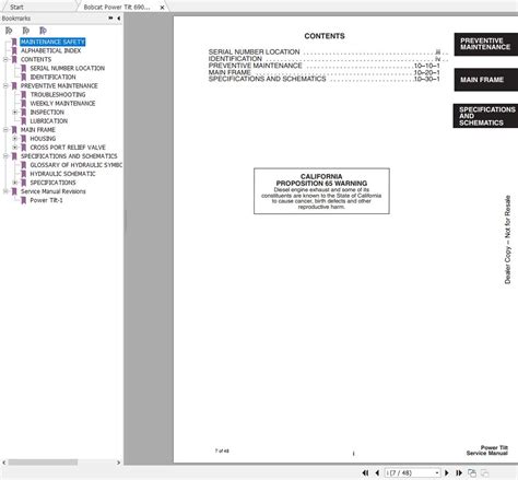 Bobcat Power Tilt PTX Service Manual 6901002