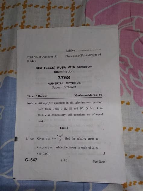 Bca Numerical Methods Question Paper Hpu